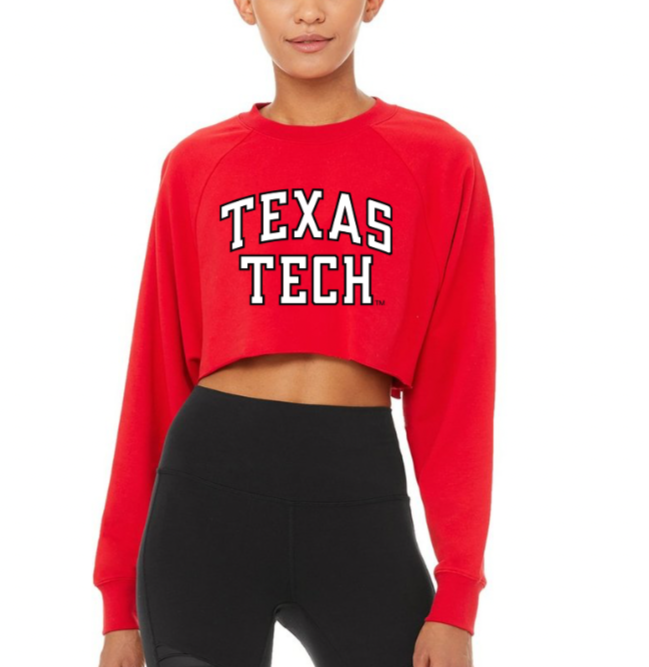 Texas Tech cropped sweatshirt- Stack Logo in Red – Paddle Tramps